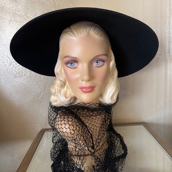 Accessories | Glorious 194s Black Felt Hat With Split Crown Wide Brim ...